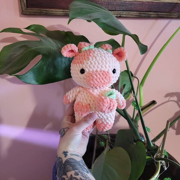Crochet Cow, Peach Cow Plushie, Cow Plushie, Crochet Cow Plush - Etsy