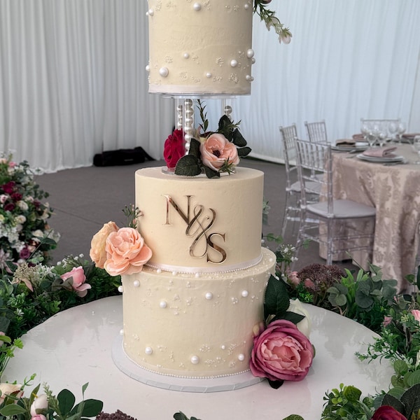 Personalised Calligraphy Acrylic Mirror Initials Letter Set Cake Charm ...