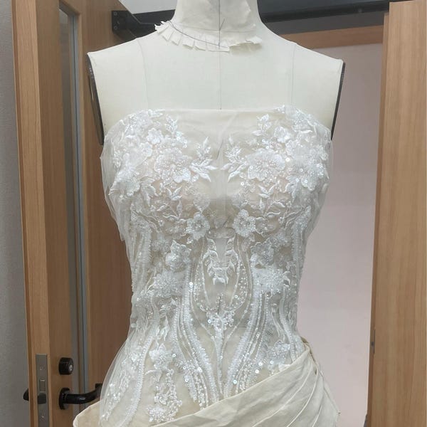 Oversize Luxury Quality Light Ivory Beaded and Sequined Bridal Lace ...