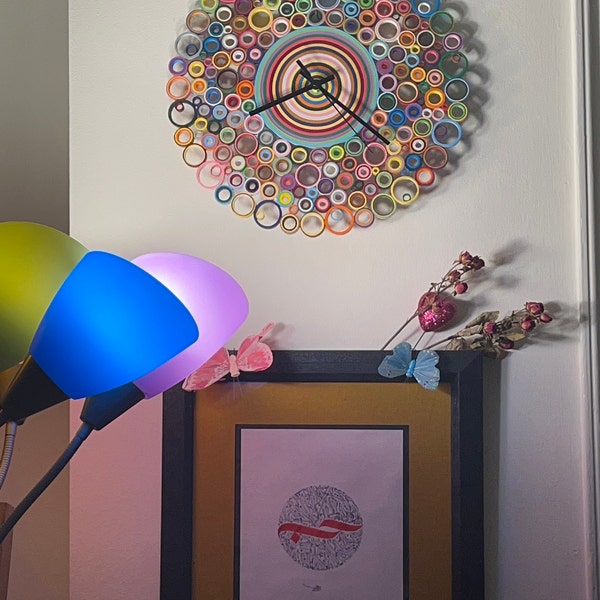 Wall Clock, Paper Clock, Colorful Clock, First Anniversary Gift, Paper ...