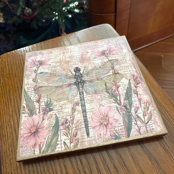Handmade Set of Four (4) Ea. Solid Wood Dragonfly Coasters - Etsy