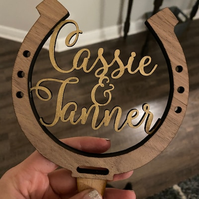 Horseshoe Cake Topper, Wedding Cake Topper, Personalized Cake Topper ...