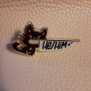 Pronouns Stabby Cats Hard Enamel Pins Be Gay Do Crime LGBT Pronouns Cat ...