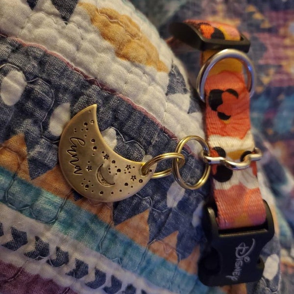 LUNA - Dog Tag, Cat Tag, Moon, Night, Stars, Crescent, Full Moon, Night ...