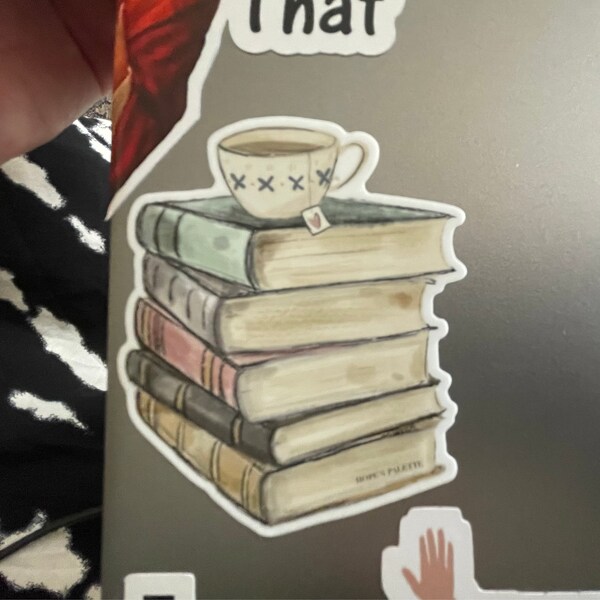 Book Stack With Tea Sticker, Vintage Book Sticker, Tea Sticker ...