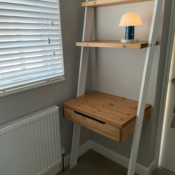 Lean to Desk Handmade Wooden Ladder Desk With Drawer - Etsy UK