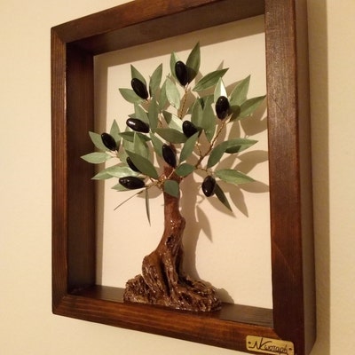 Olive Tree in Wooden Frame, Home Decor, Decoration Gift, Art Deco ...