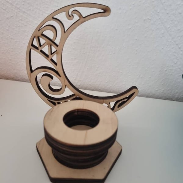 Crescent Moon Sphere Stand / Quality Handmade/ Wooden/ Crystal Ball ...