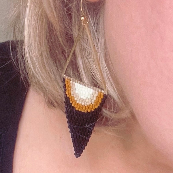 THE OSAGE // Beaded Earrings Beaded Fringe Earrings Native American ...