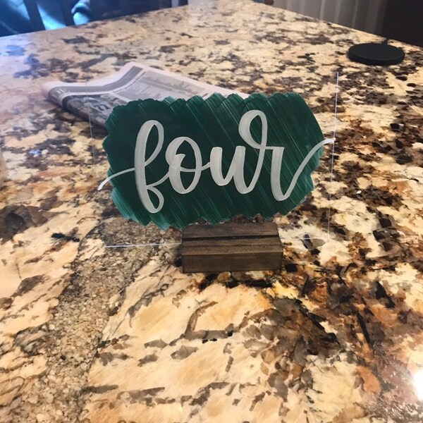 Acrylic Painted Table Numbers, Table Numbers, Wedding Table Numbers ...