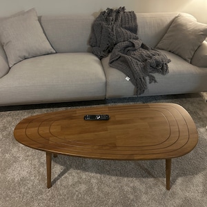 Wooden Oval Coffee Table Side Table, Rustic Mid Century Center Table ...