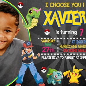 Pokemon Invitation, Personalized Invitation 5x7 or 4x6 - Etsy