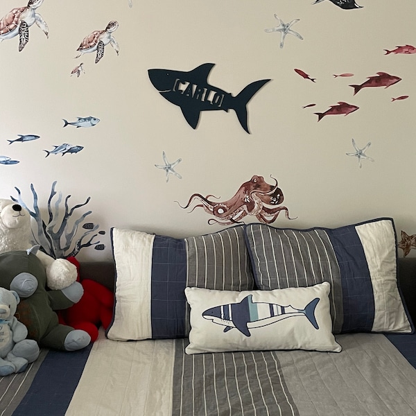 Shark Sign - Kids Name Sign - Shark - Kids Room - Playroom Sign ...
