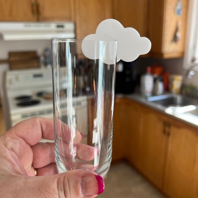 10 Cloud Glass Charm Head in the Cloud Drink Topper Glass Drink Tag - Etsy