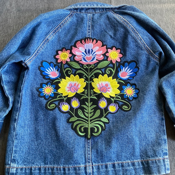 X Large Quality Flower Patch Embroidered Jacket Applique Iron on Scandi ...
