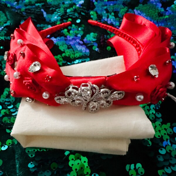 Queen Anne Crown Handmade Headpiece Black Luxury Headband Jeweled ...