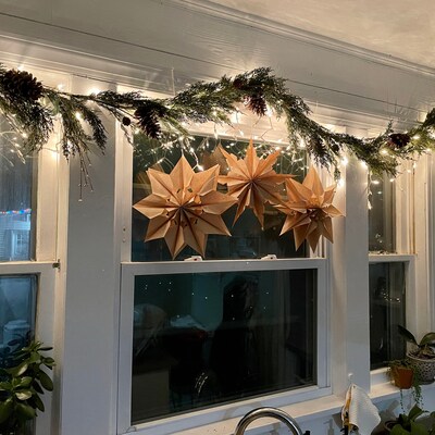 Kraft Paper Star Snowflakes Set of 5/handmade Paper - Etsy