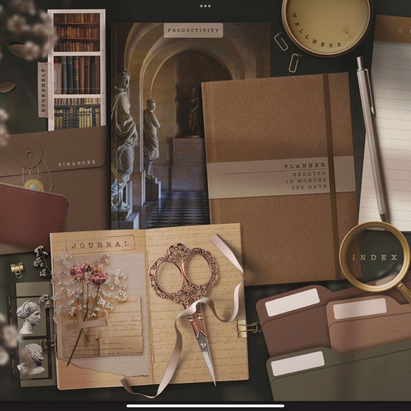 Dark Academia Mood Board Digital Sticker Set - Goodnotes Stickers ...