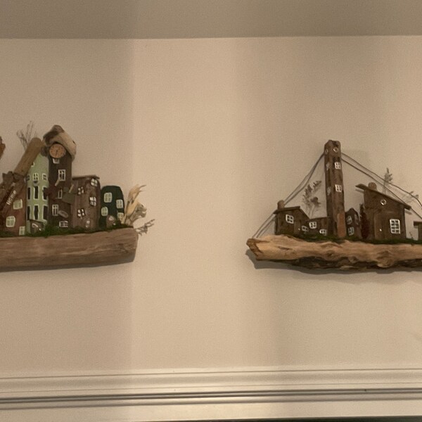 Natural Coastal Village Street 22x19x6inch Driftwood Wall Sculpture. - Etsy