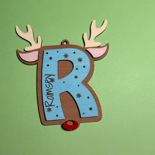 Christmas Reindeer Alphabet Ornament SVG, Christmas Deer Initial Tag ...