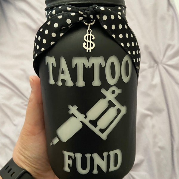 Tattoo Fund Painted Mason Jar, Tattoo Fund, Tattoo Fund Bank, Bank ...