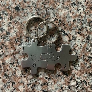 Puzzle Piece Keychains Couple Keychains Connected by Heart | Etsy