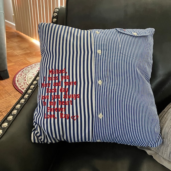 Memory Pillow, Keepsake Pillow, Made With Loved One's Shirt ...