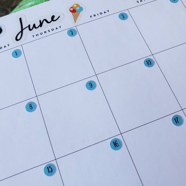 Tiny Dot Date Cover Planner Stickers, Mini Date Circle Calendar Planner ...