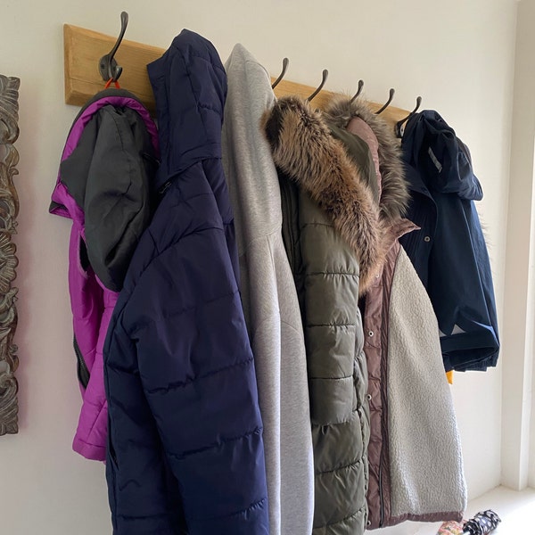 Waney Edge Wooden Coat Rack, Live Edge Wooden Coat Rack, Wooden Coat ...