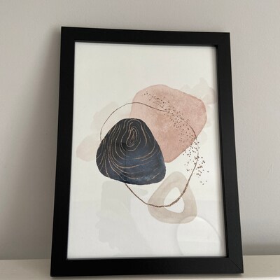 Blush Pink and Navy Print Set, Minimalist Abstract Wall Art Set, Pink ...