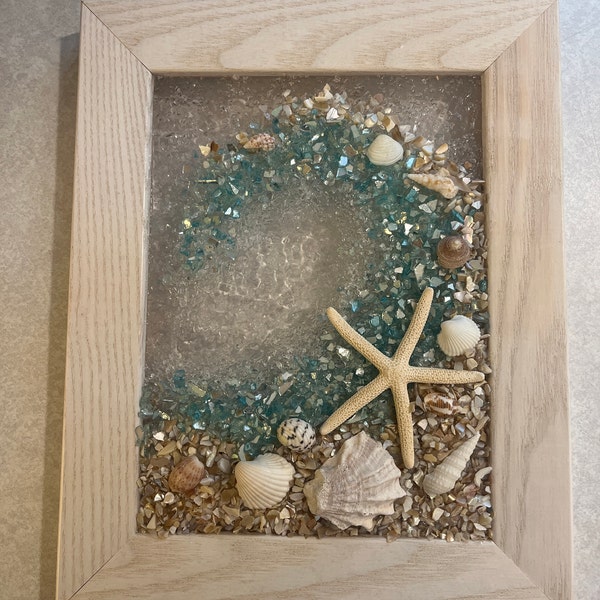 Beach Art, Shell Art, Beach Window, Shell Window, Beach Glass Art, Sea ...