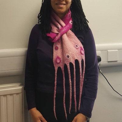 Felt Scarf Felted Scarf Felted Wool Scarf 'forest' Long Slim Scarf ...