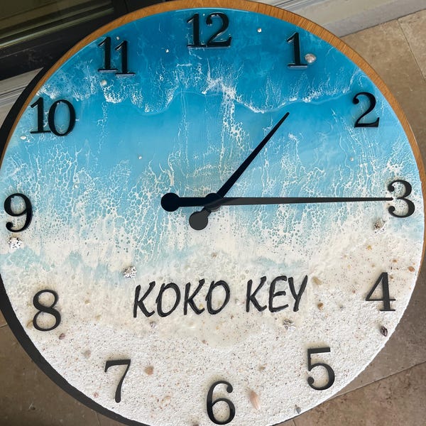 Pink Resin Ocean Clock, Beach Clocks for Wall Unique, Beachy Wall Art ...