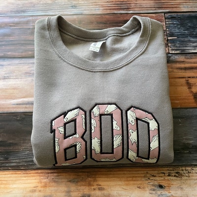 Boo Script Applique Machine Embroidery Design Zigzag Edge - Etsy