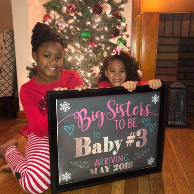 Baby 3 Christmas Pregnancy Announcement, Big Sisters to Third Child ...
