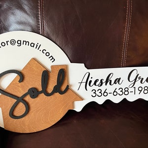 Sold House Shaped Sign House Sign With LOGO Photo Sold Sign | Etsy