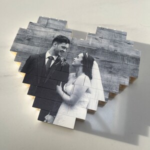 Medium Heart Photo Block Made From, LEGO® Bricks, Personalised, WHITE ...