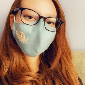 Cute Face Mask Unique Animal Face Mask Hand Embroidered Face - Etsy