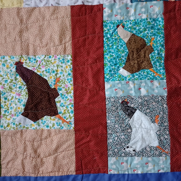 Chicken Run Quilt Block, Paper Pieced Quilt Pattern, PDF Pattern ...