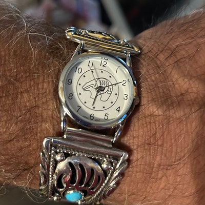 Native American Turquoise Silver Bear Paw Mens Watch Sterling Design ...