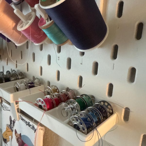 Bobbin Holder for Skadis or Uppspel Pegboard - Sewing, Serger, Knitting ...