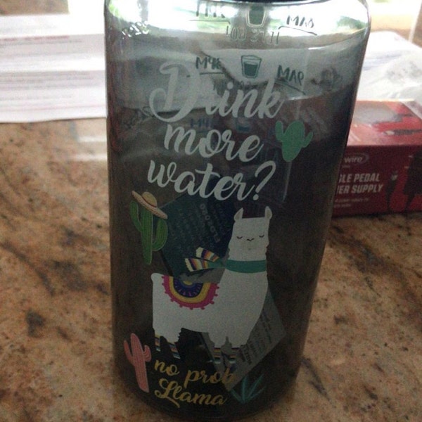 Llama Motivational Water Bottle, Drink More Water, No Prob-llama Hourly ...