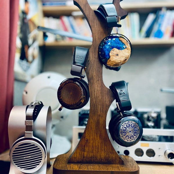 Tree Shaped Triple Headphone Stand | Wooden Large Headphone Holder ...