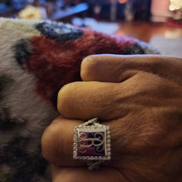 Monogram Sterling Silver CZ Victoria Ring - Etsy