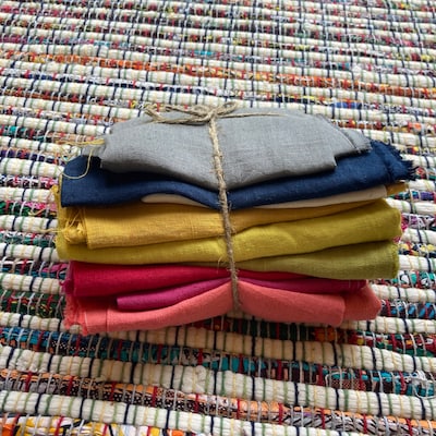 Linen Scraps Bundle, Washed Colored Linen Offcuts Bundle, Linen Fabric ...