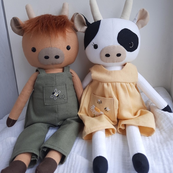 Highland Cow Sewing Pattern PDF - Make a Highland Cow Doll / Stuffed ...