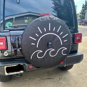 Spare Tire Cover, Waves Tire Cover, Minimalist Waves and Sun Spare Tire ...