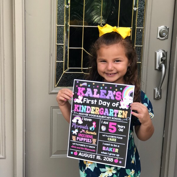 Unicorn First Day of School Sign Girl First Day of School Sign ...