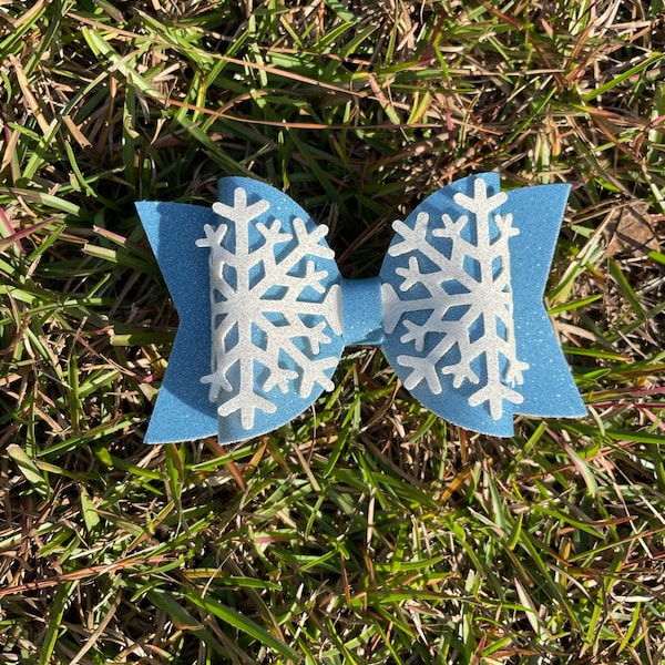 Christmas Snowflake Bow Template, Lace Bow SVG, Frozen Hair Bow PDF ...