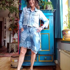 Upcycled Long Flowy Denim and Fabric Jacket Small - Etsy